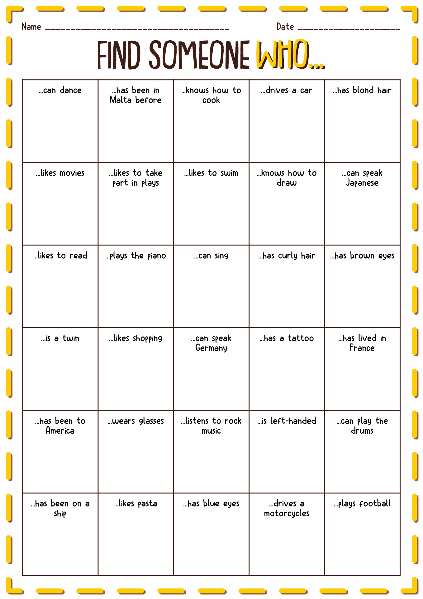 13 Find Someone Who Worksheets Math Activity Free PDF At Worksheeto