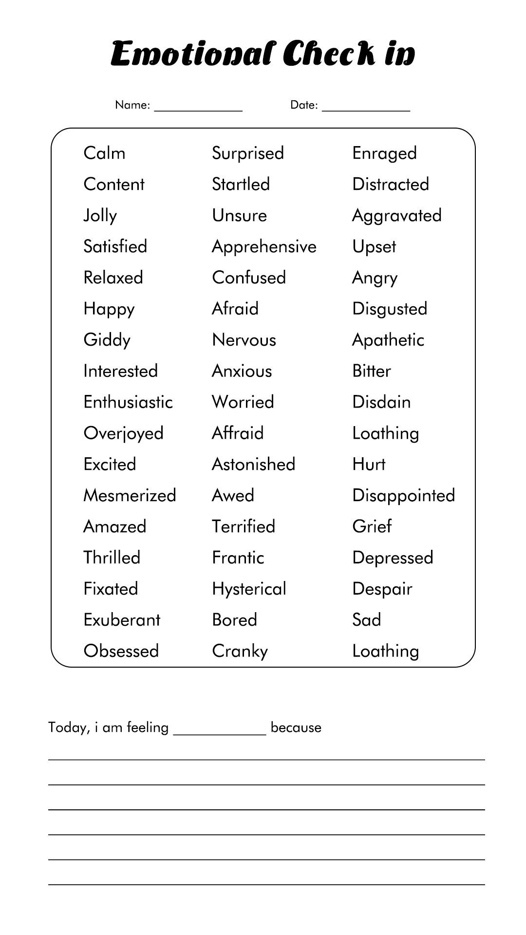 Expressing Feelings Worksheets