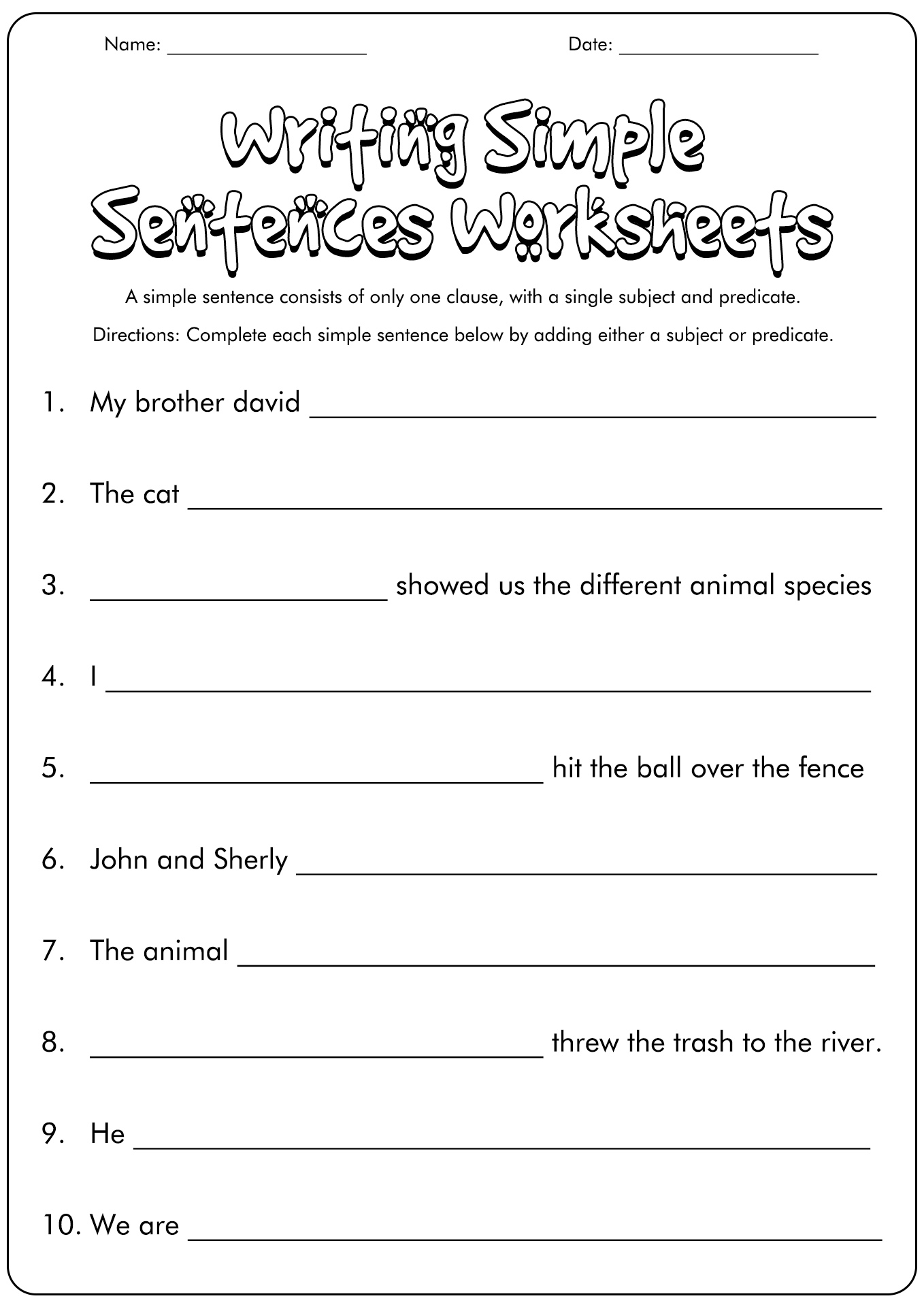 17 Simple Sentences For Kindergarten Worksheet Worksheeto 17 Simple Sentences For Kindergarten Worksheet Worksheeto