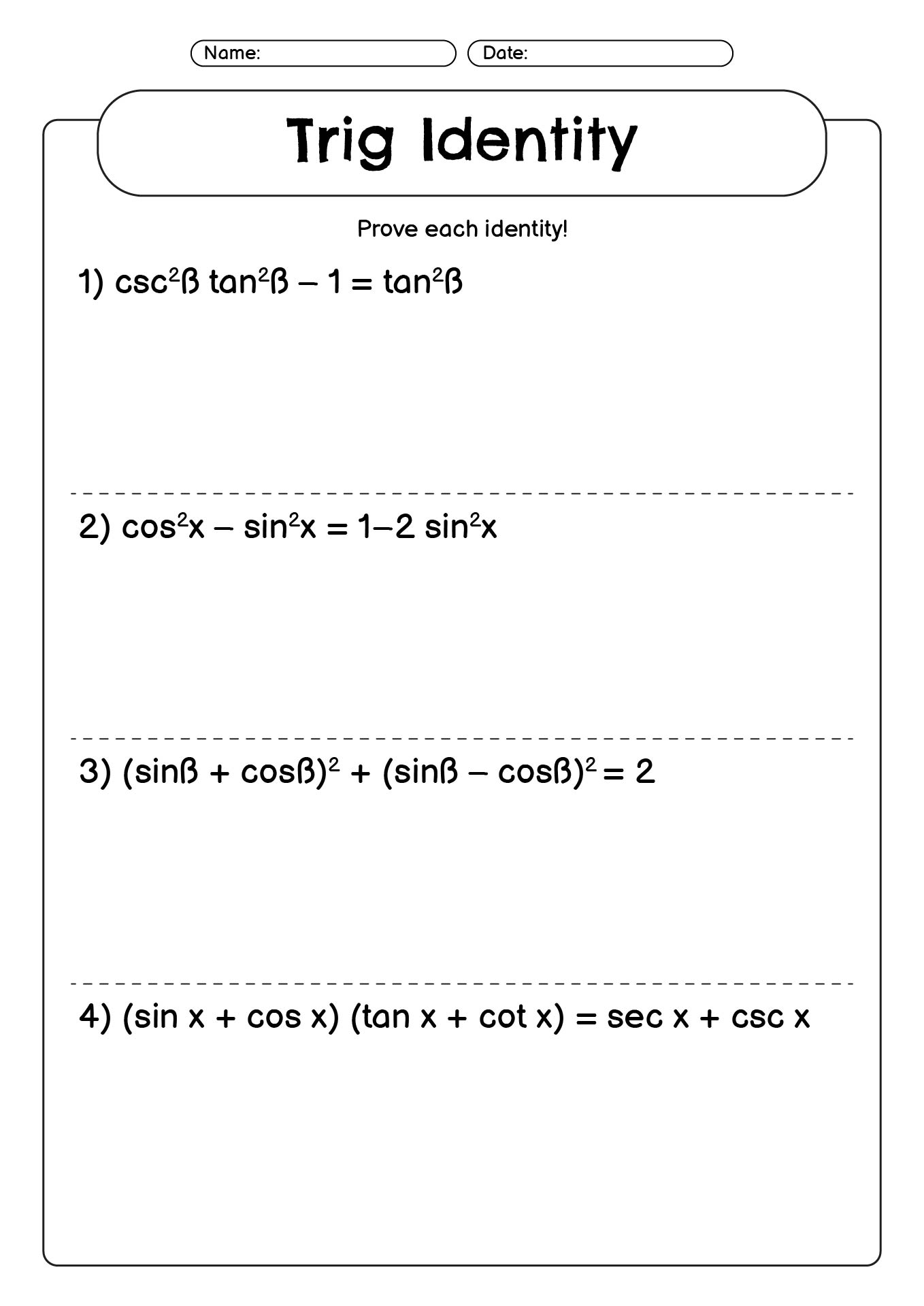 14 Trigonometry Trig Worksheets Worksheeto