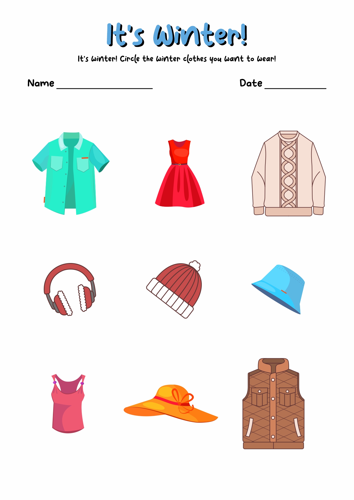 Clothes Worksheet