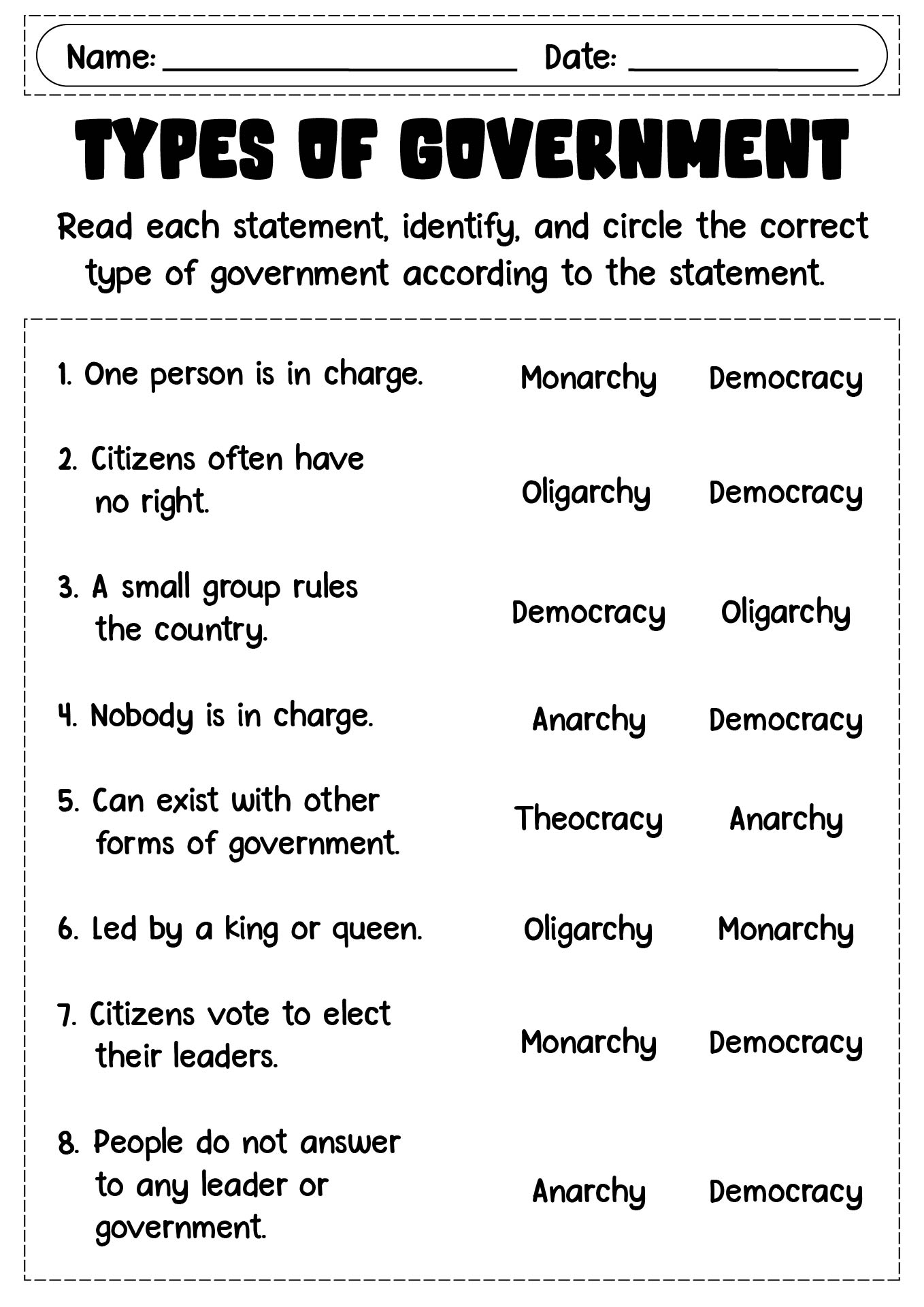 15 Different Types Of Government Worksheet Worksheeto 15 Different Types Of Government Worksheet Worksheeto