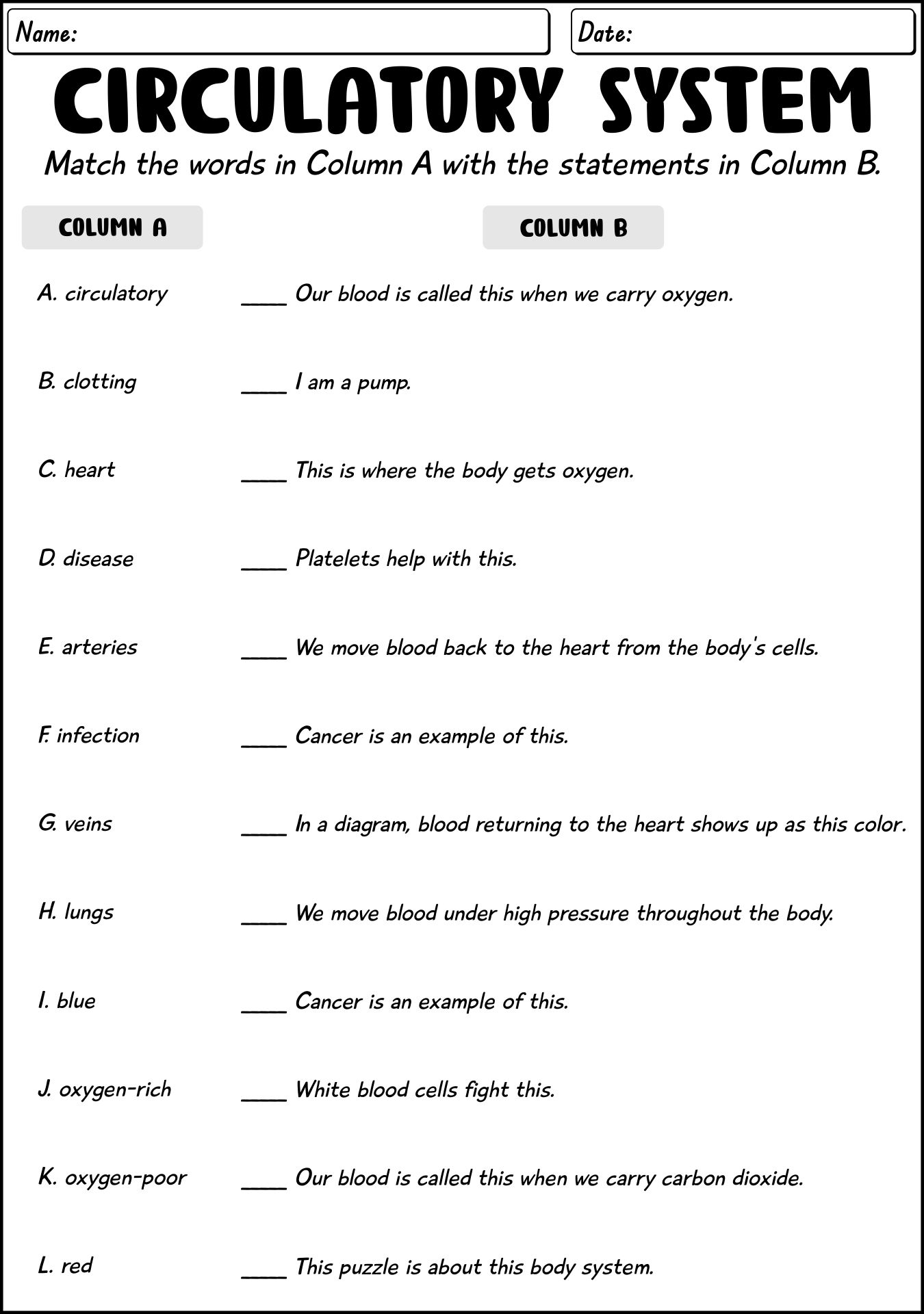 18 Circulatory System Worksheets And Answers Worksheeto