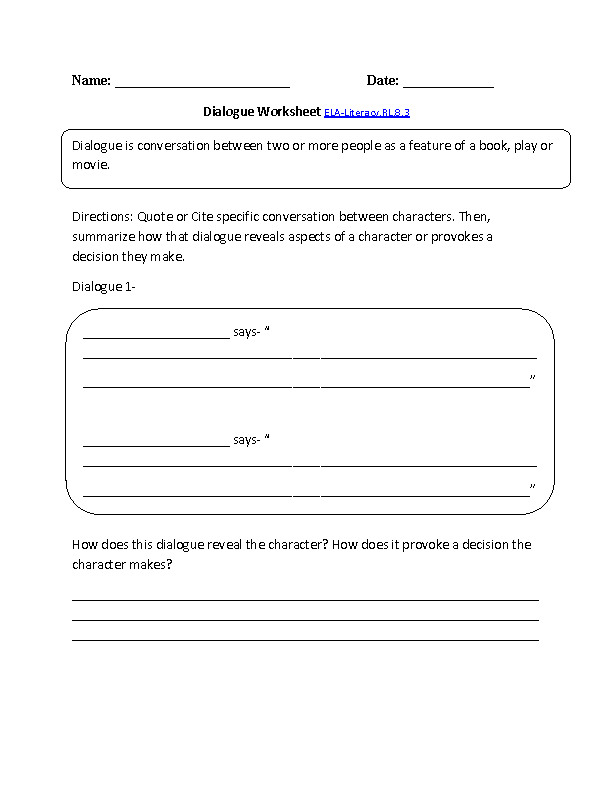 14 Free Printable Dialogue Worksheets