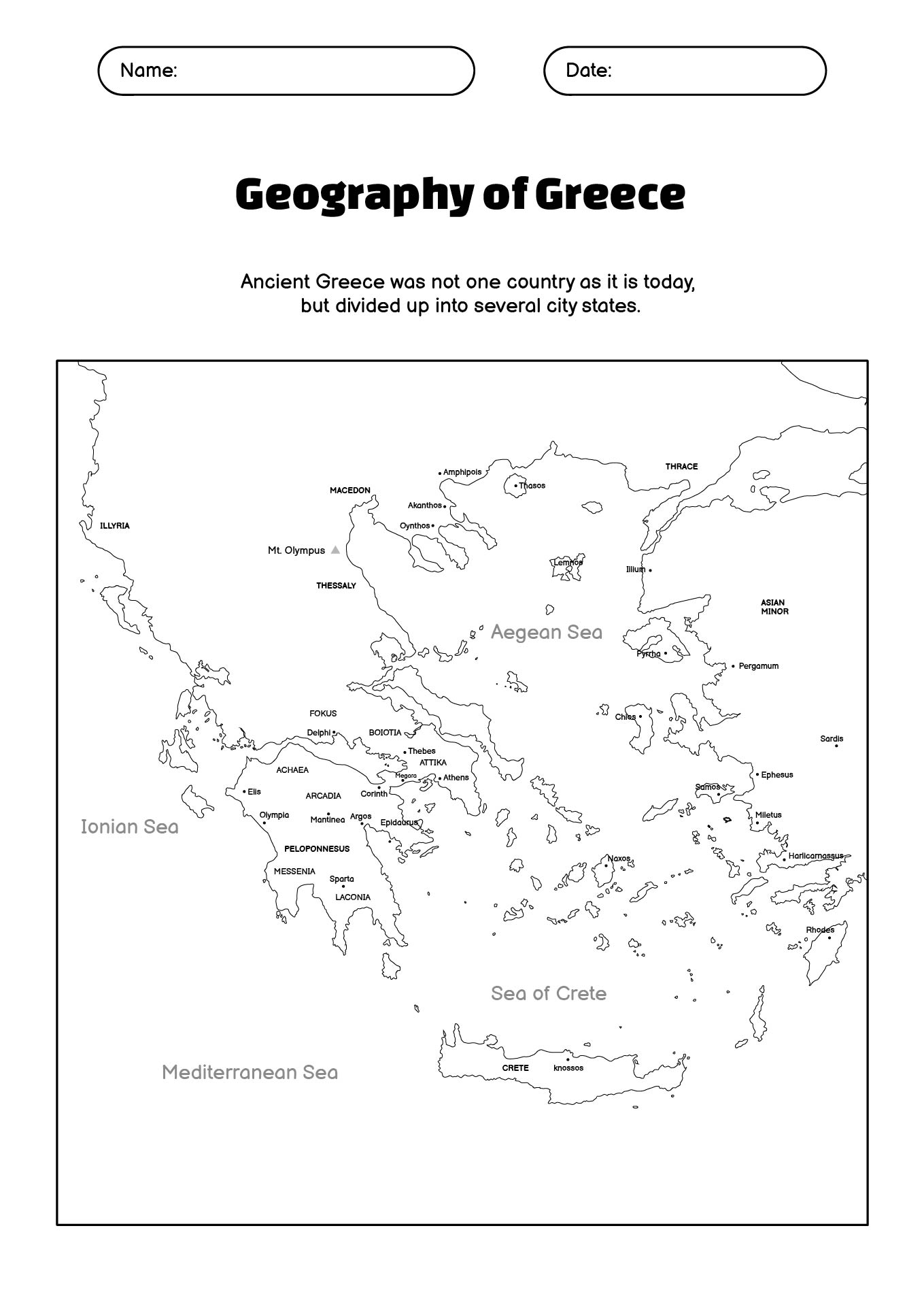 9 Blank Map Of Greece Worksheet Worksheeto