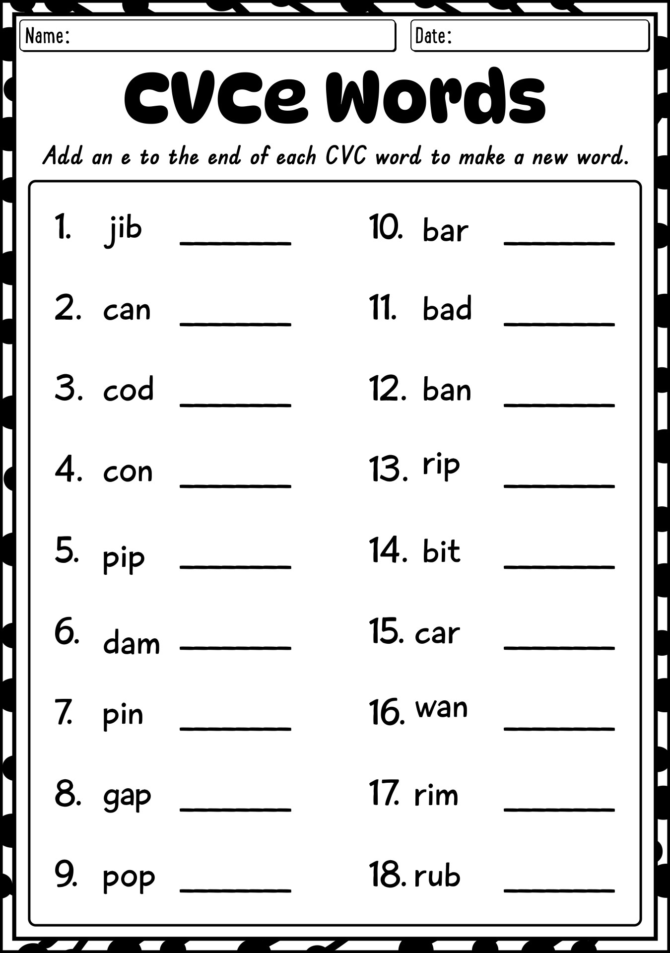 20 CVCe Worksheets For First Grade Worksheeto 20 CVCe Worksheets For First Grade Worksheeto