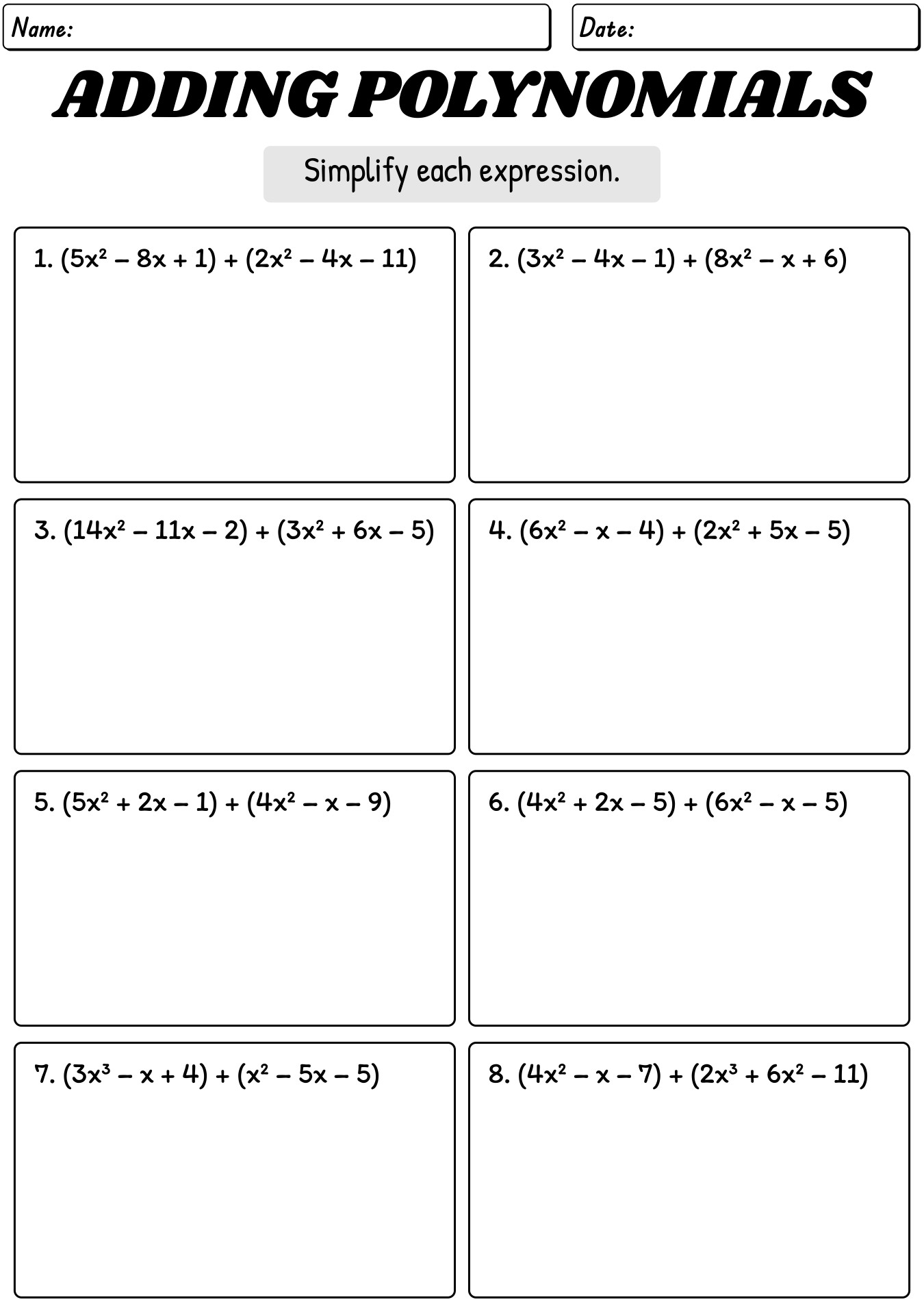 17 Polynomial Worksheets Printable Worksheeto