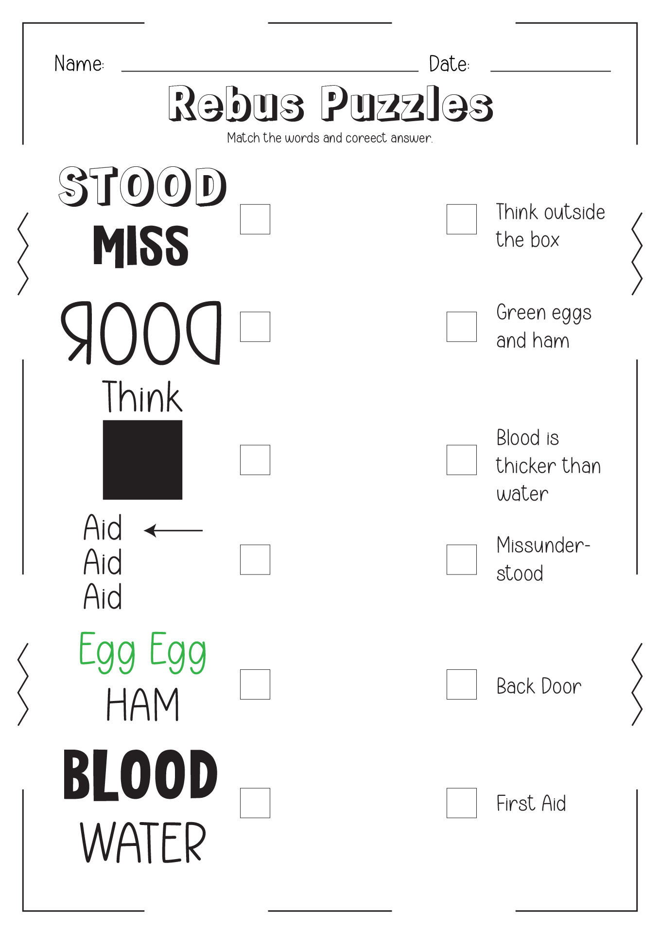 9 Rebus Puzzles Worksheet With Answers Worksheeto