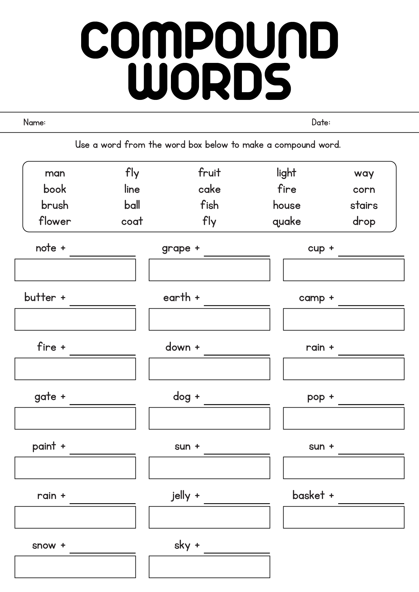 13 Compound Words Worksheets Worksheeto