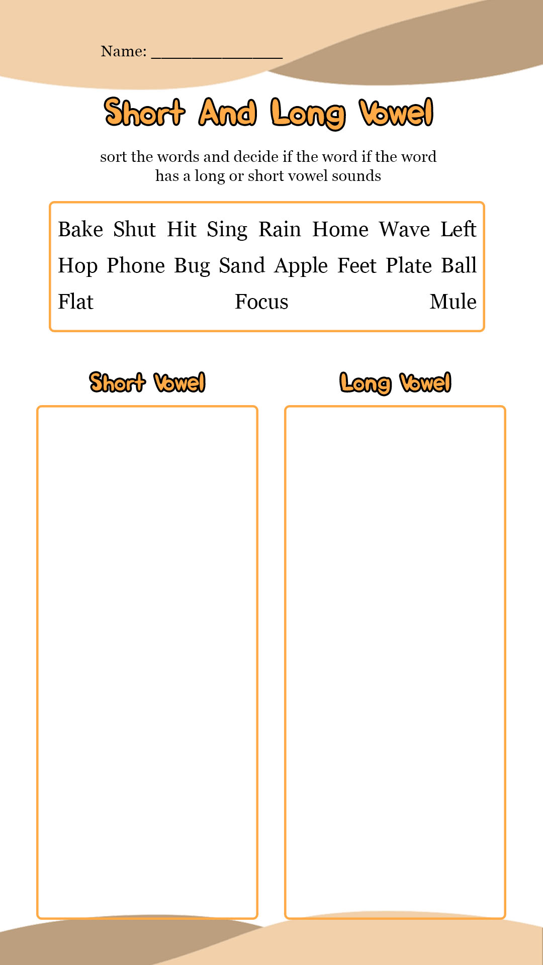 Short And Long Vowel Sounds Worksheets