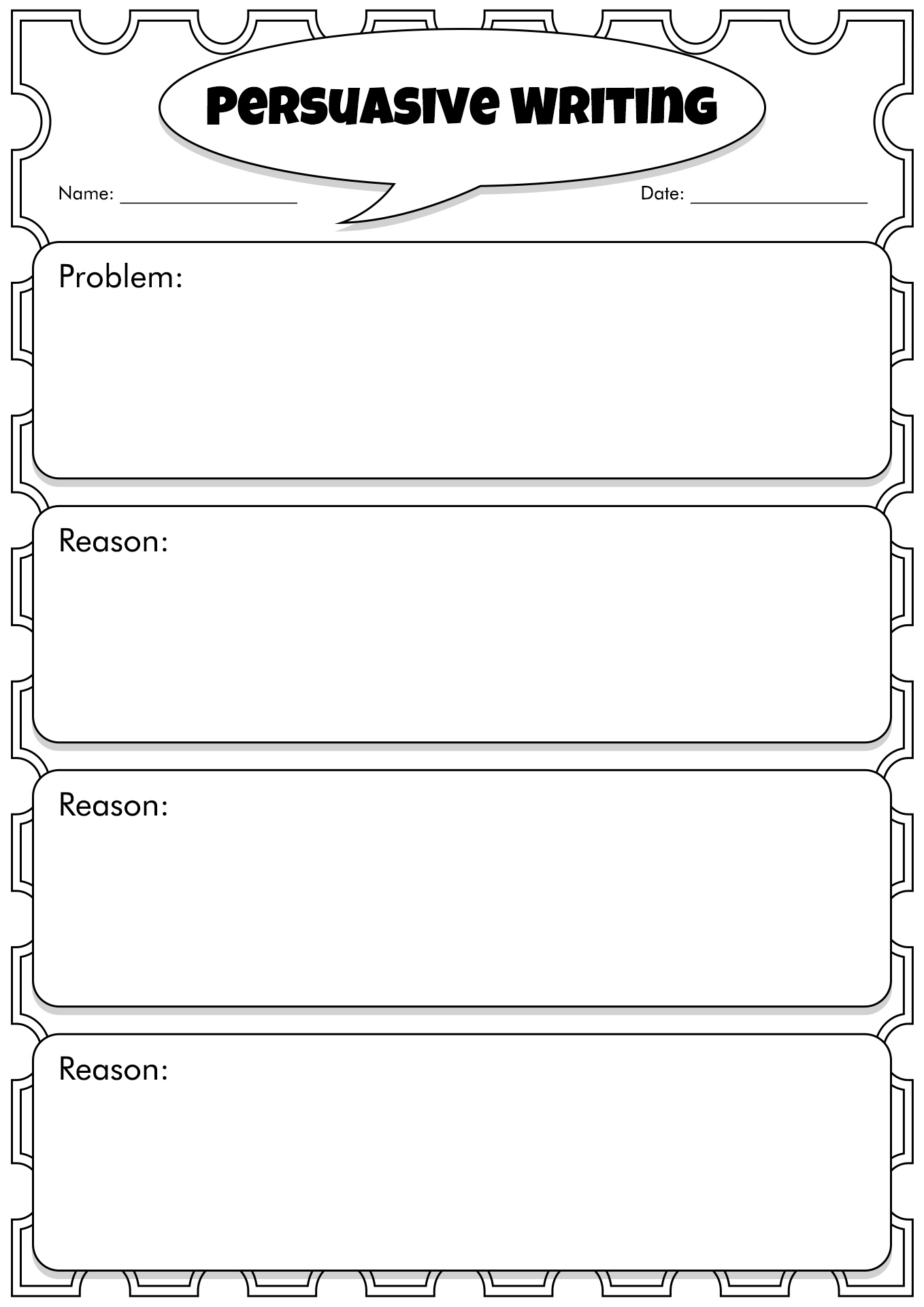 Persuasive Writing Graphic Organizer