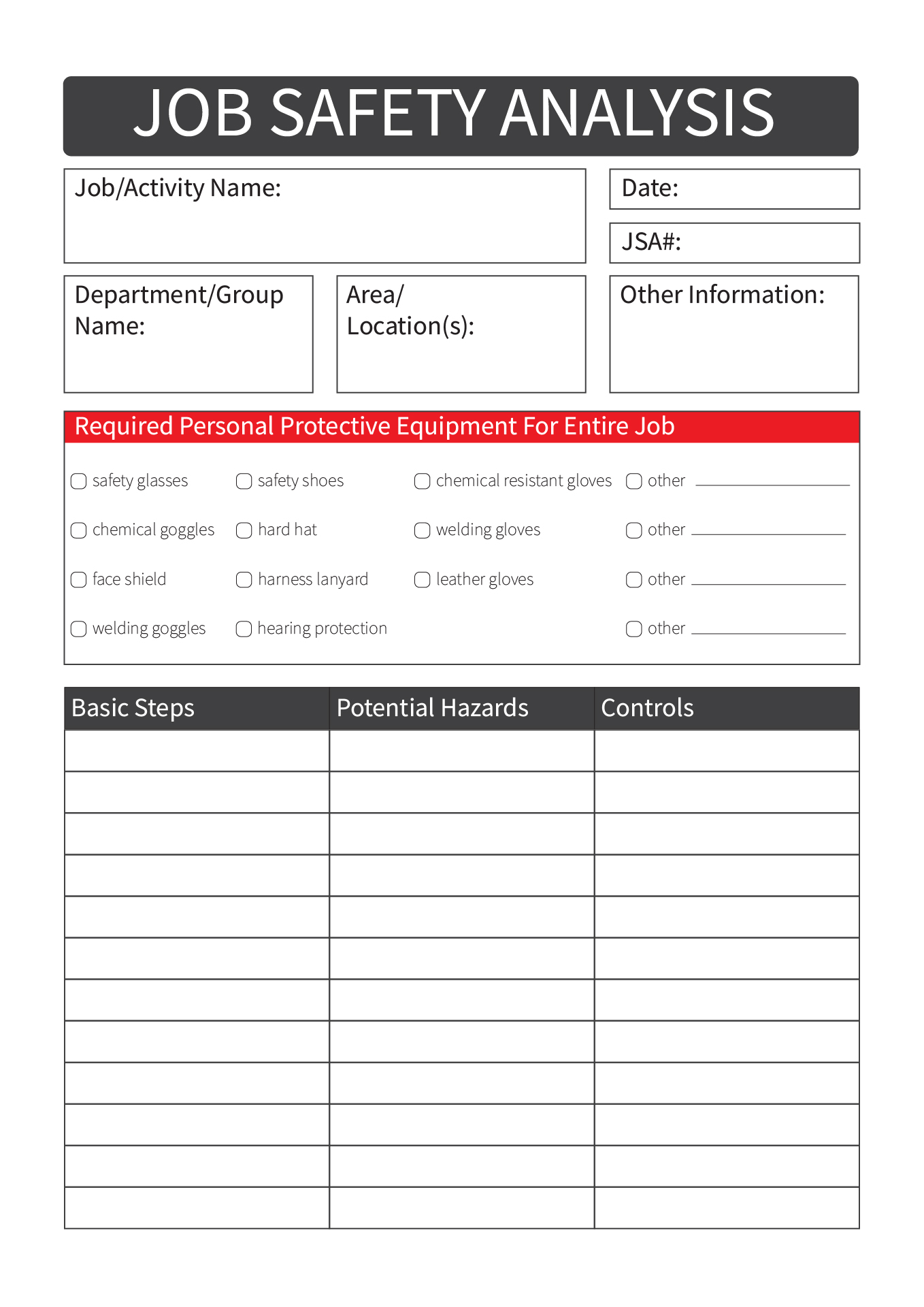 13 Job Hazard Analysis Template Worksheet Worksheeto
