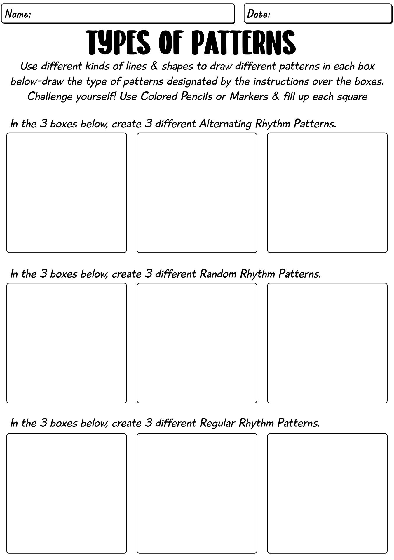 13 Art Pattern Worksheets Worksheeto