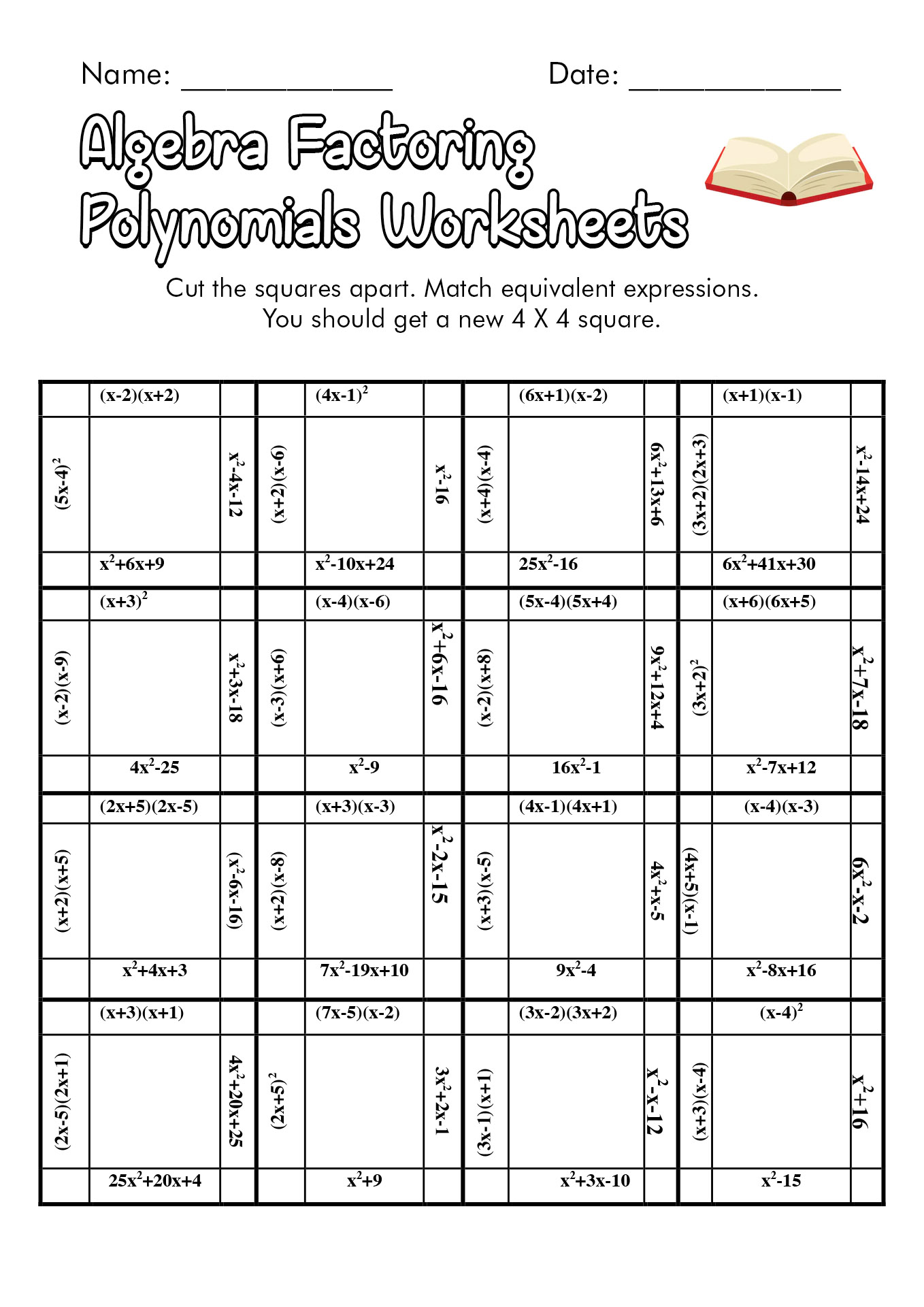 16 Factoring Polynomials Practice Worksheet And Answers Worksheeto