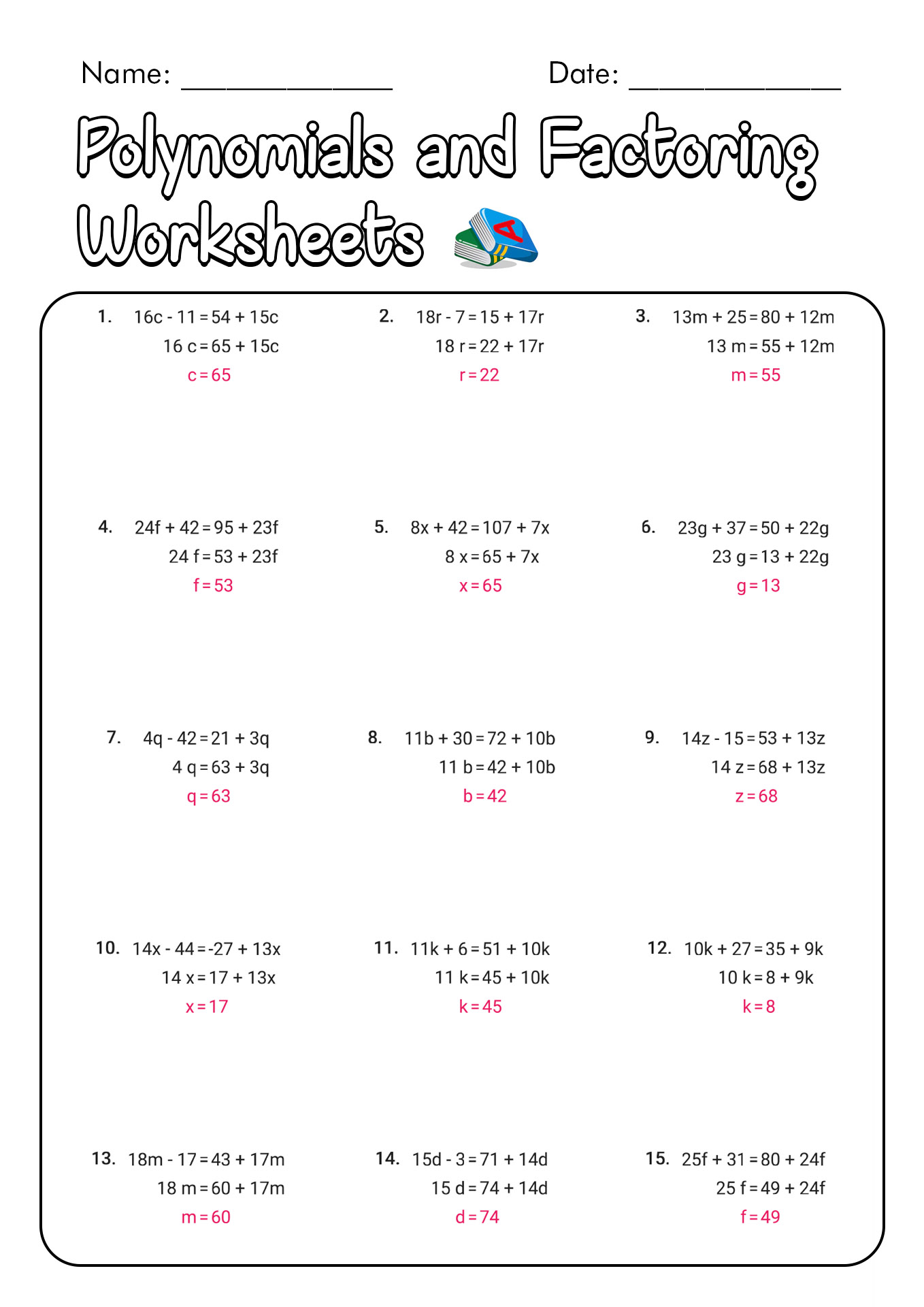16 Factoring Polynomials Practice Worksheet And Answers - Free PDF at ... 16 Factoring Polynomials Practice Worksheet And Answers - Free PDF at ...