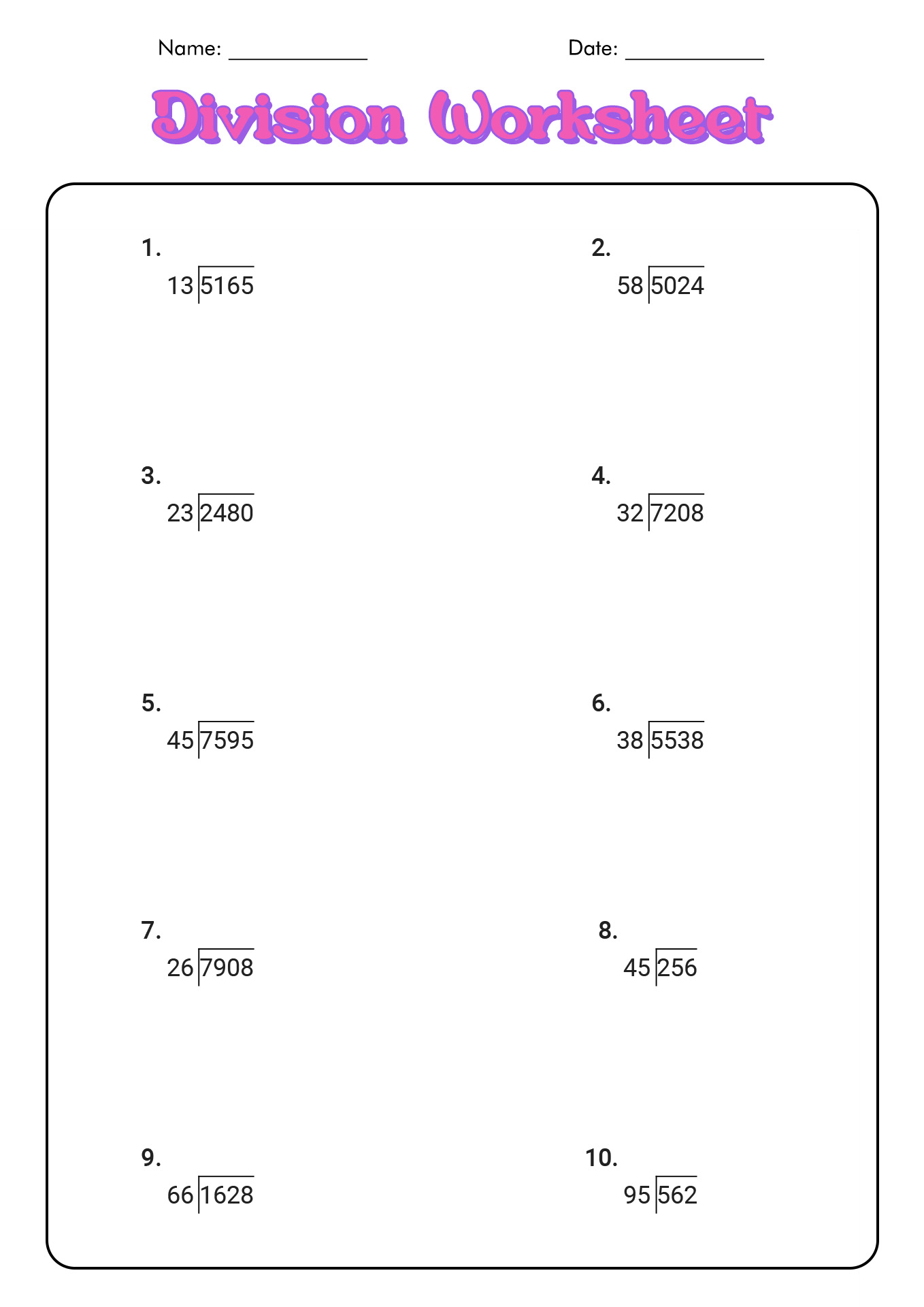 16 Hard Division Worksheets Worksheeto