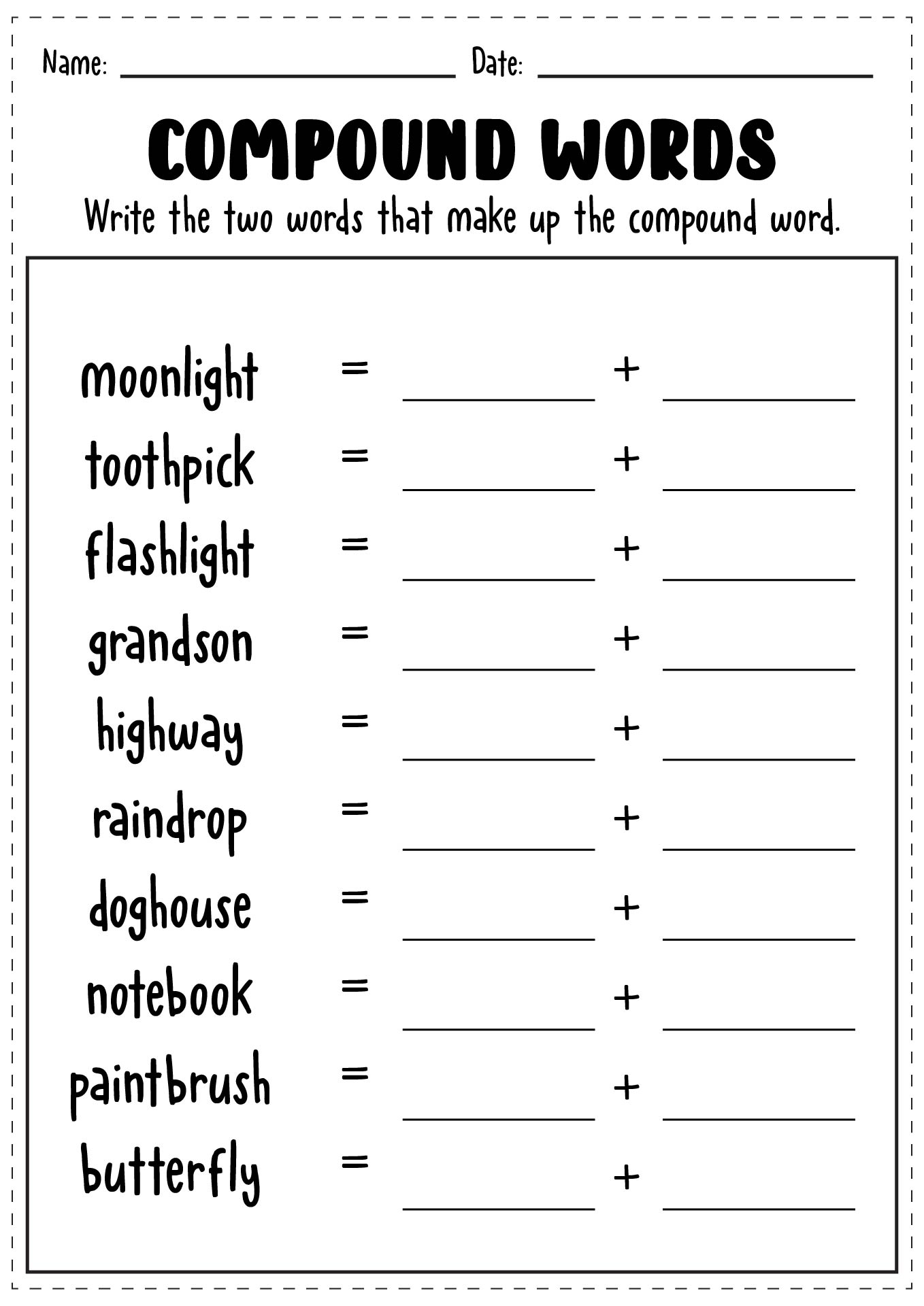 12 2nd Grade Compound Words Worksheets Worksheeto