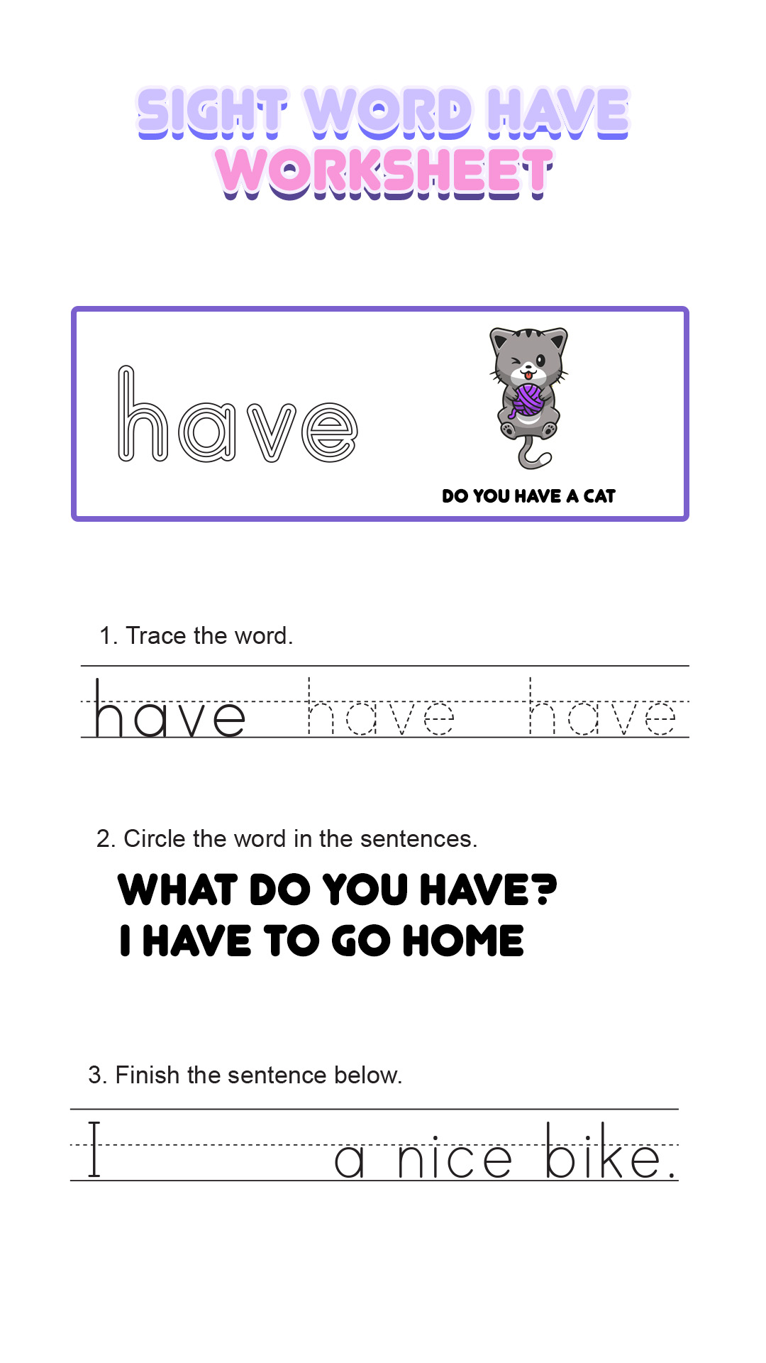 20 Have Sight Word Worksheet Worksheeto