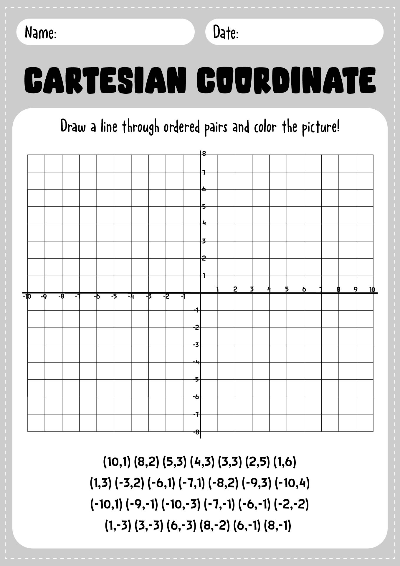 10 Cartesian Coordinate Worksheets Worksheeto