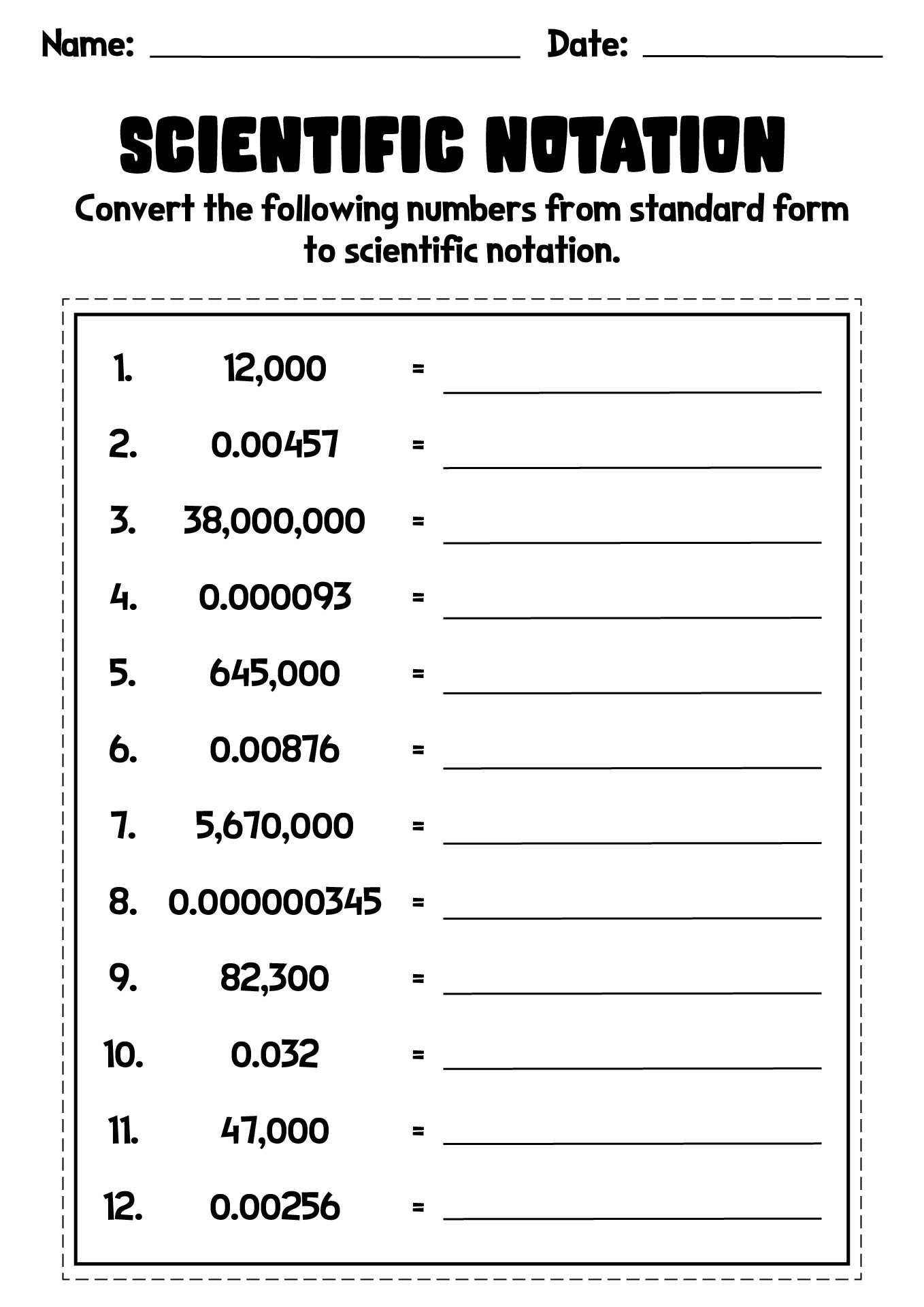 14 6th Grade Scientific Notation Worksheet Worksheeto