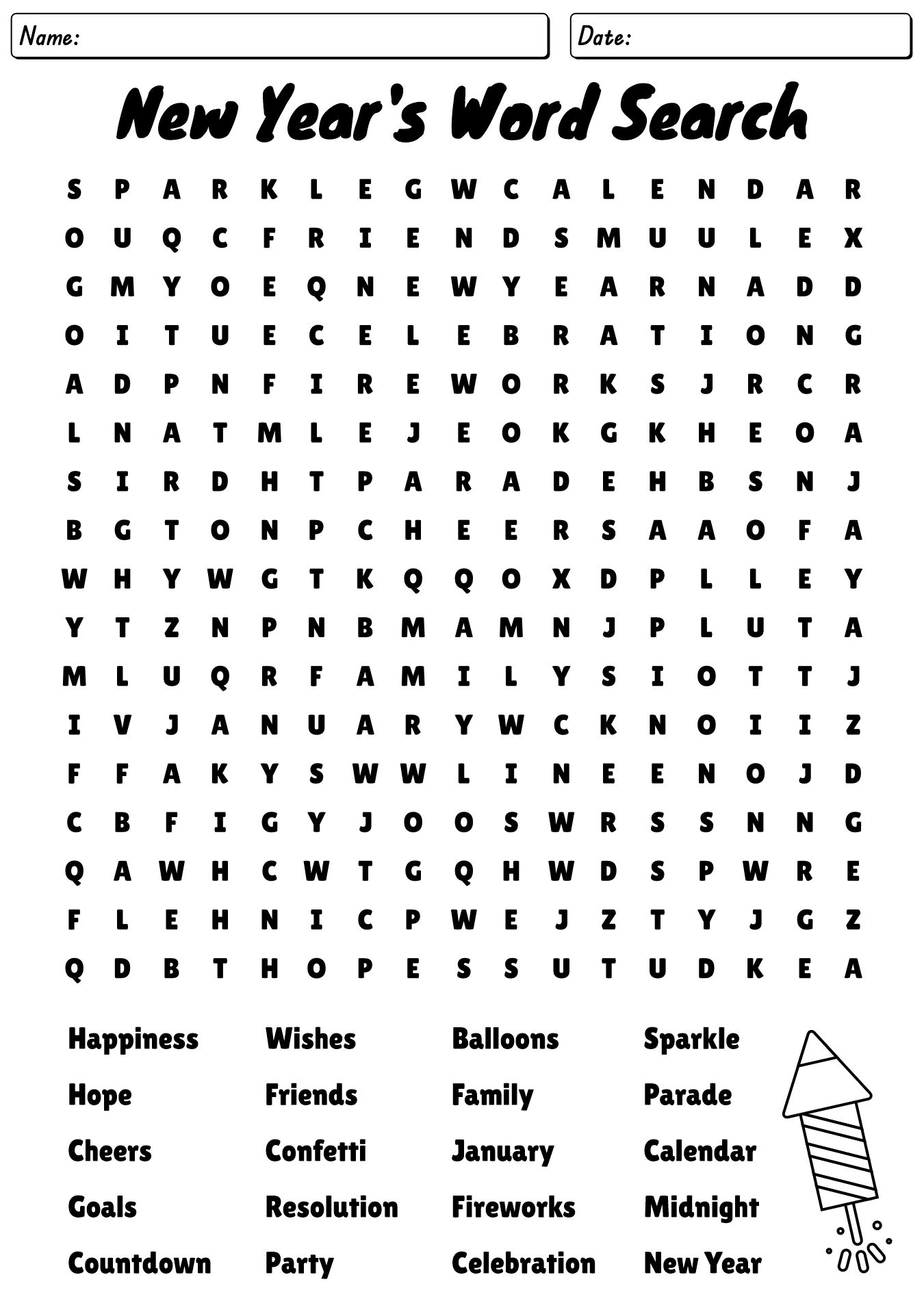 11 New Year's Printable Worksheets - Free PDF at worksheeto.com