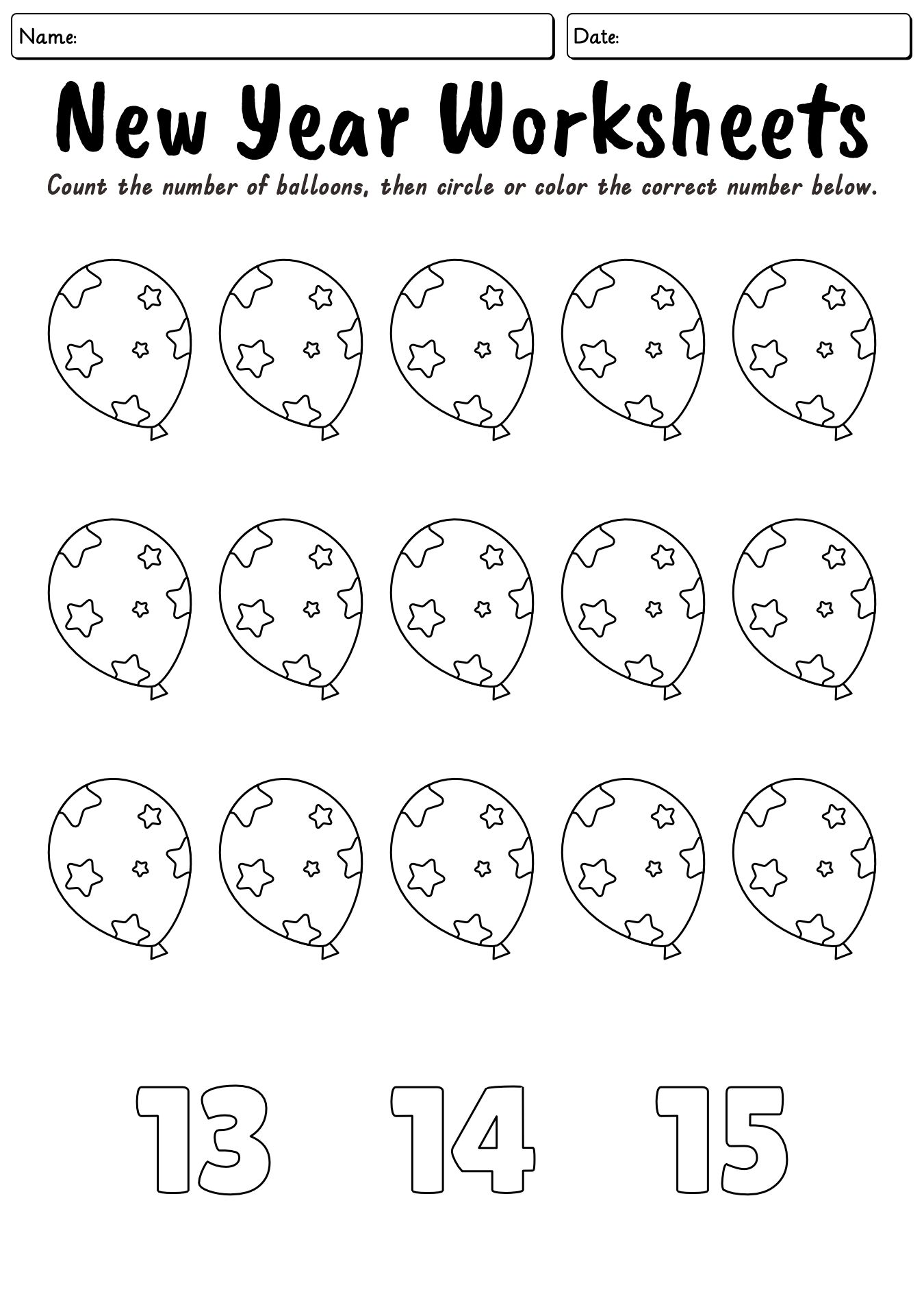 11 New Year's Printable Worksheets - Free PDF at worksheeto.com