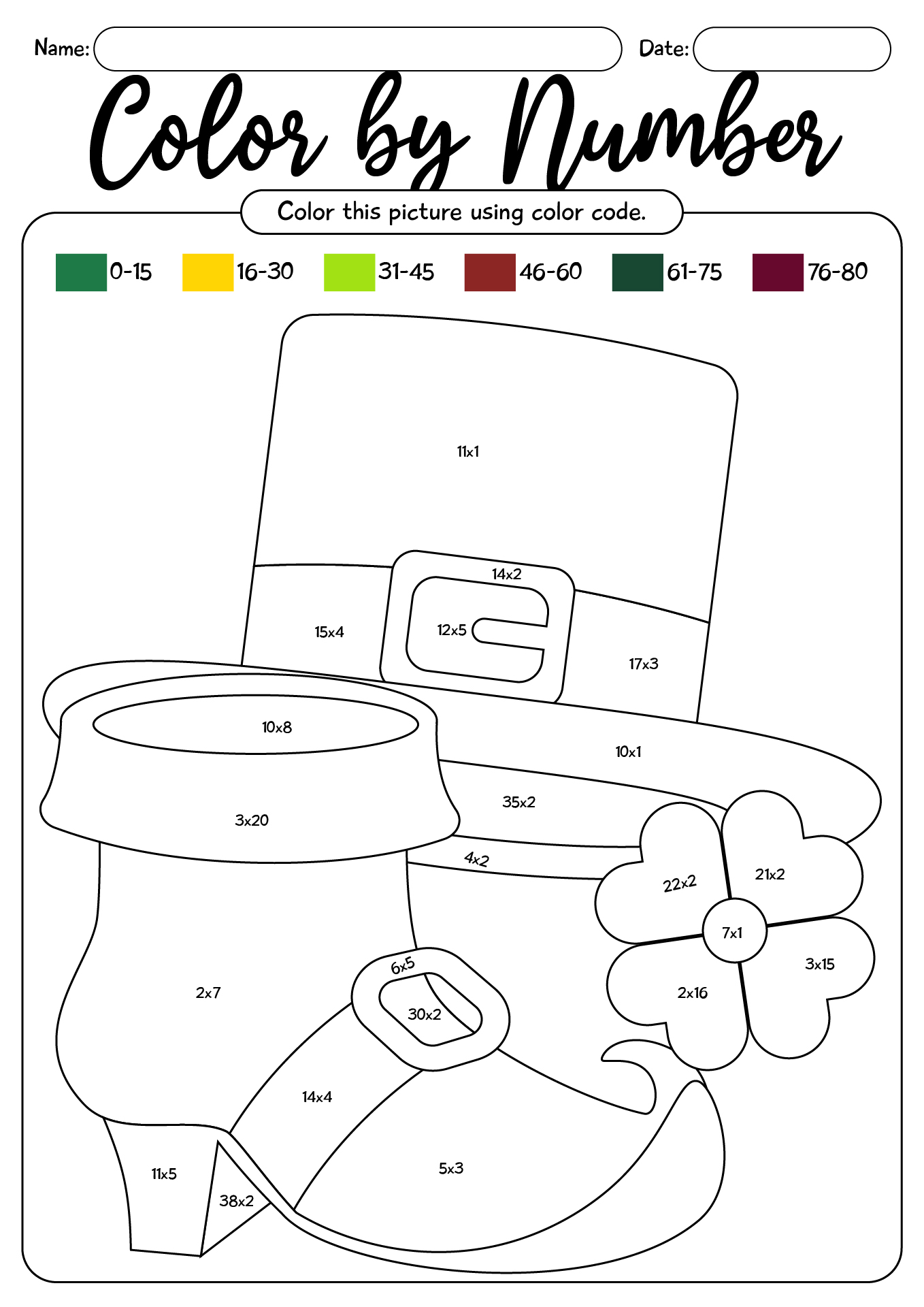 13 St. Patrick's Day Math Multiplication Worksheet - Free PDF at ...