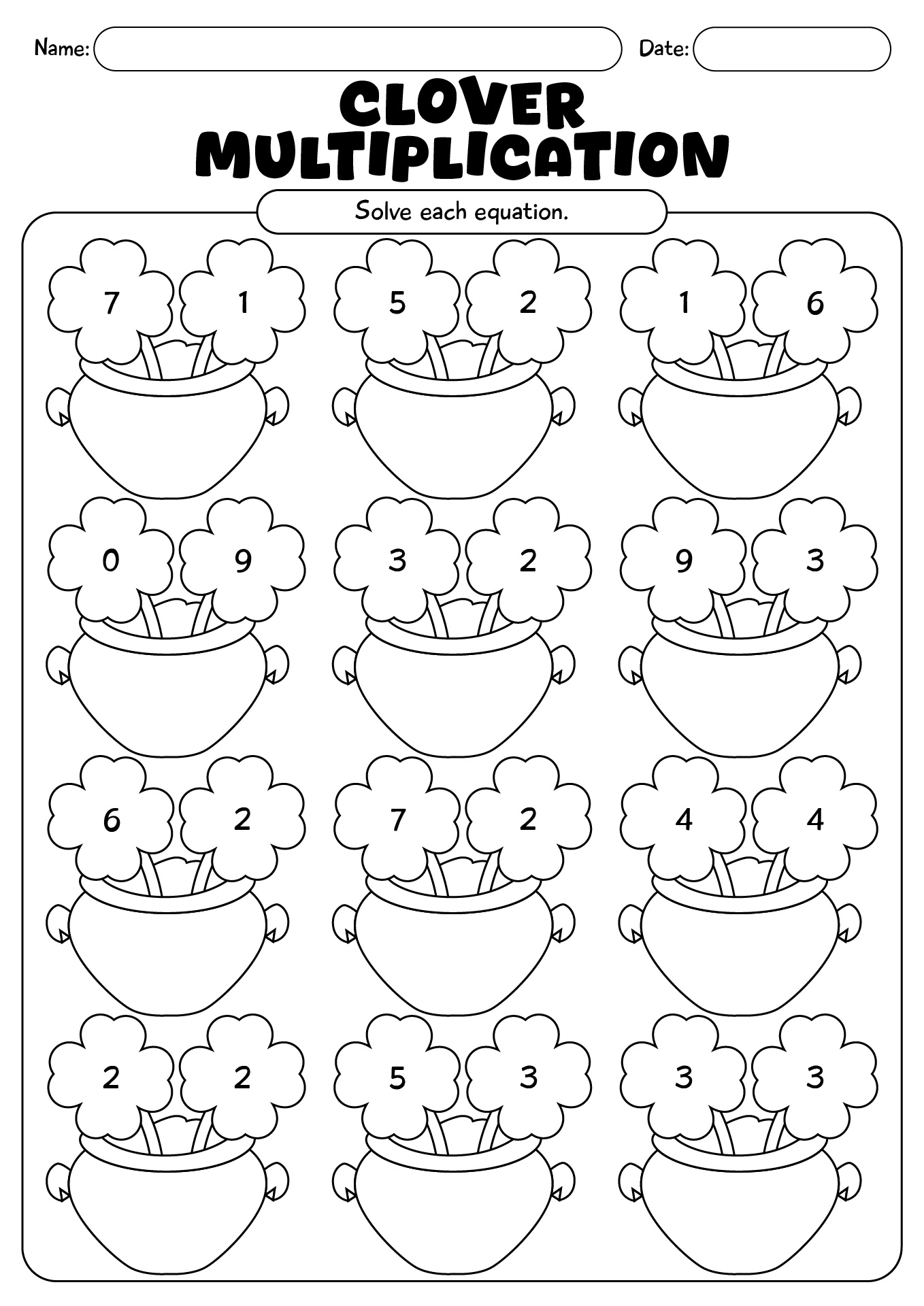 13 St. Patrick's Day Math Multiplication Worksheet - Free PDF at ...