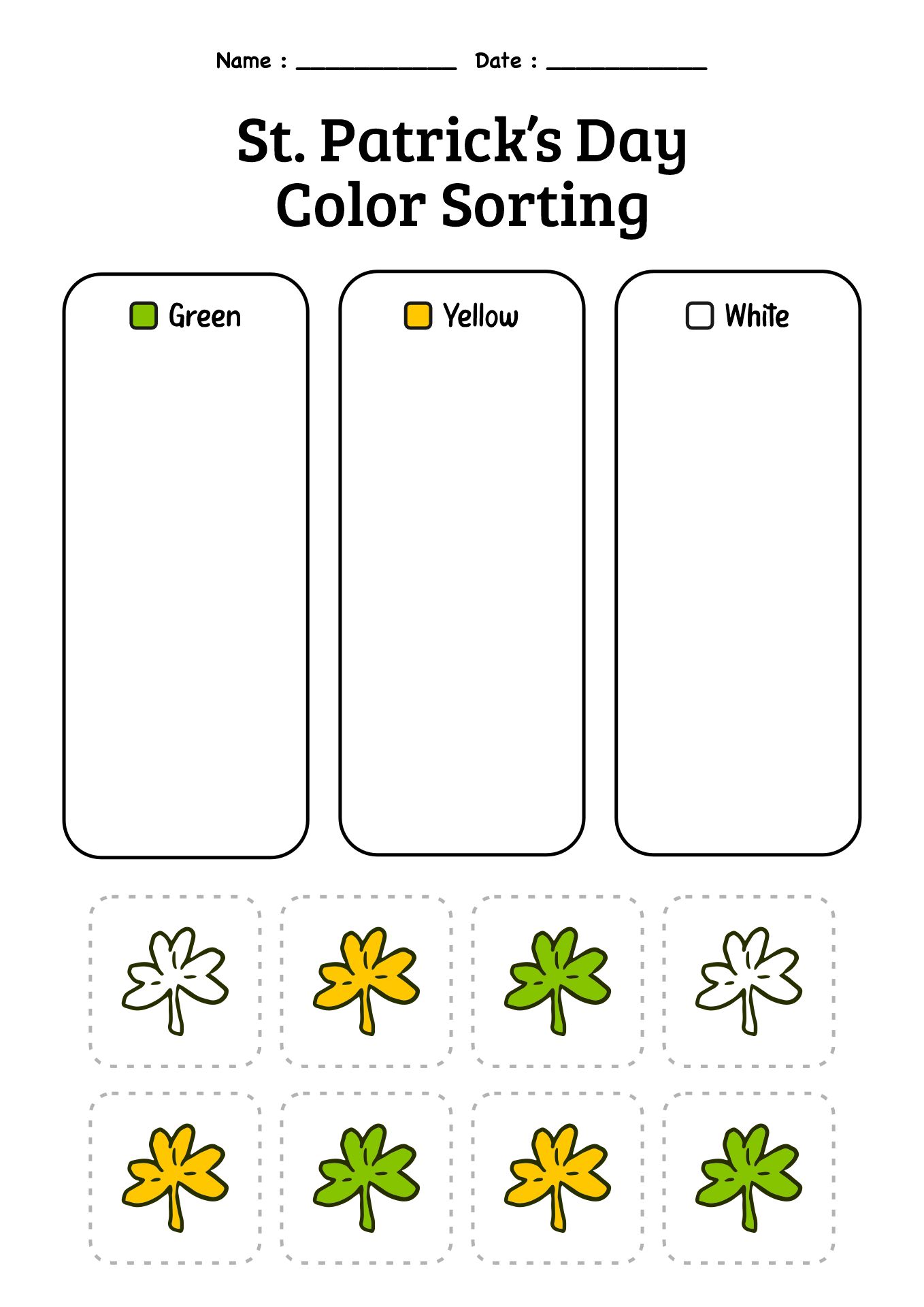 14 St. Patrick's Preschool Pattern Worksheets - Free PDF at worksheeto.com